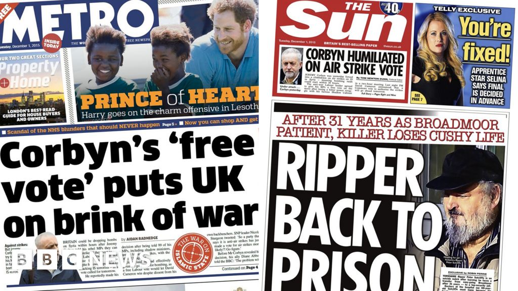 Newspaper headlines: 'Brink of war', Paris climate talks and Yorkshire ...