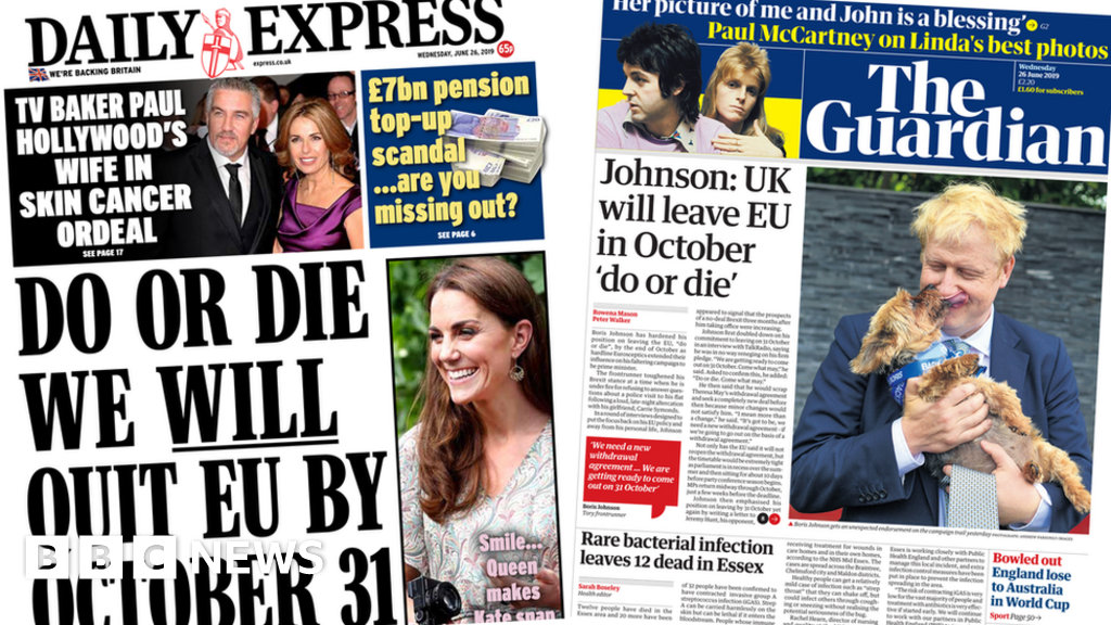 Newspaper headlines: Johnson's 'do or die' Brexit pledge - BBC News