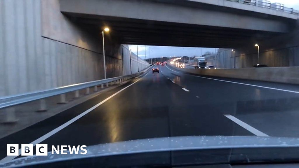 Driver takes in newly-opened Raith Interchange - BBC News