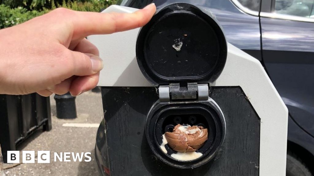 Creme Egg-damaged electric car charge point repaired in Aberlour - BBC News