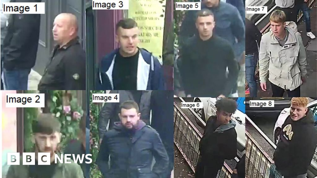 Images of eight men released over Cheltenham football fight - BBC News