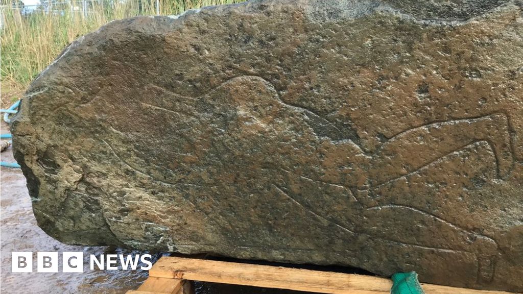 Pictish stone carving uncovered in Perthshire road excavation - BBC News