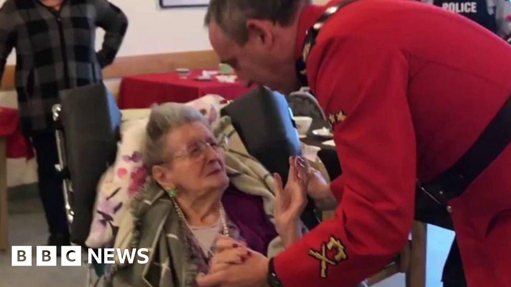 Woman dances with Mountie for her 100th birthday