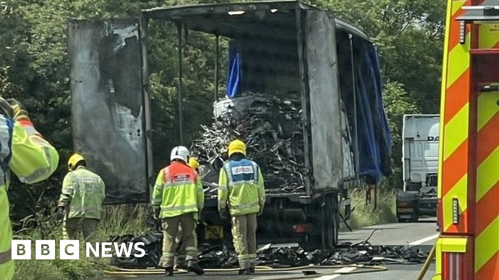 Staffordshire M6: Battery fire in lorry causes delays