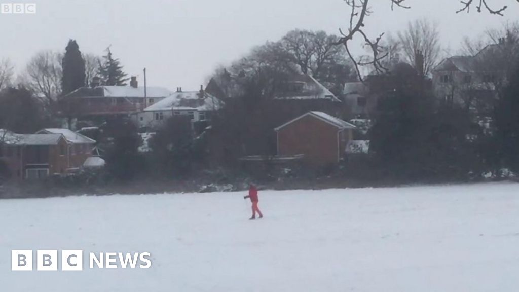 Skiing around Malvern in the snow