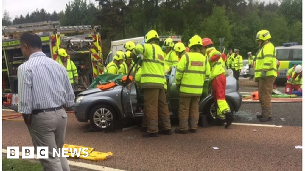 Mother and son seriously injured in crash - BBC News