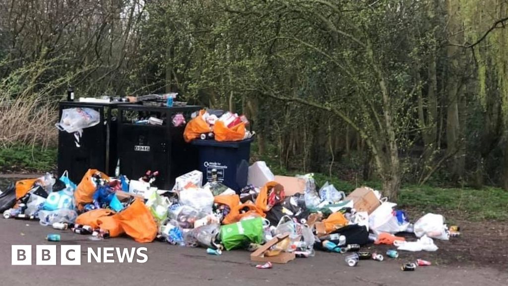 Mass littering in Newcastle parks sparks calls for extra bins - BBC News
