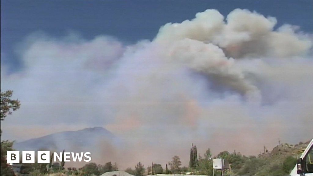 Wildfire rips through southern Cyprus - BBC News