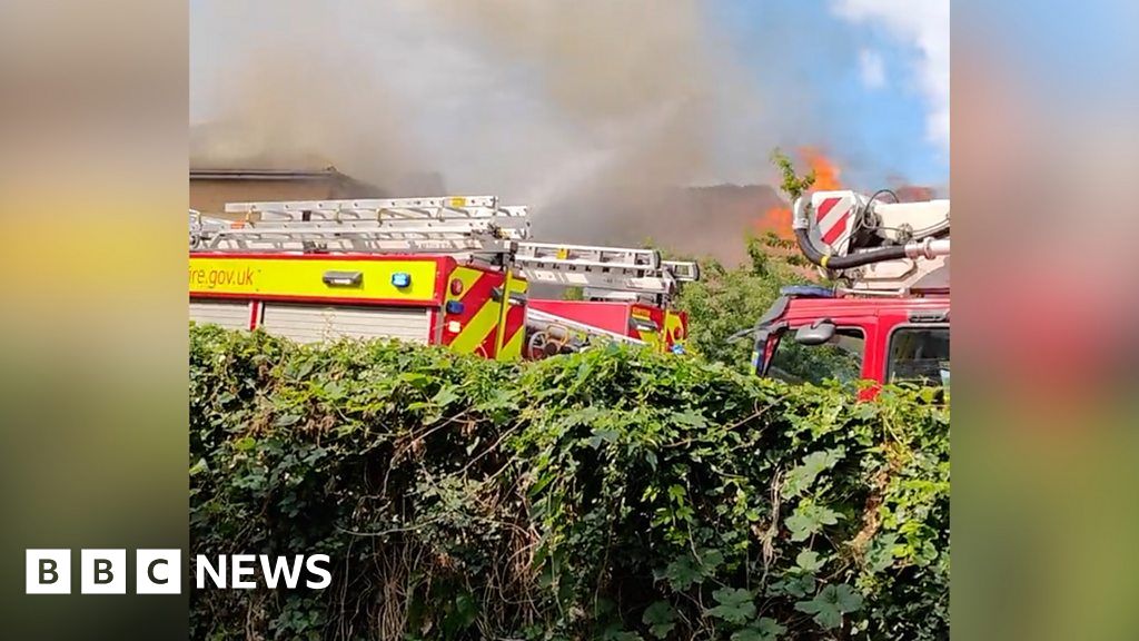 Bedford: Smoke and flames from large fire captured on video