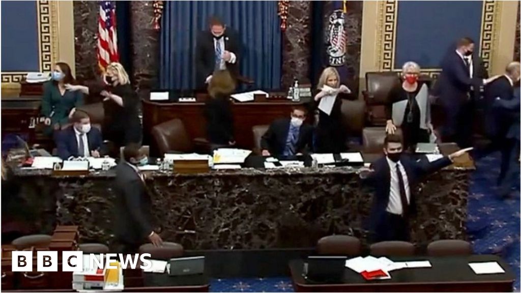 Senate debate suspended as protesters enter Capitol - BBC News
