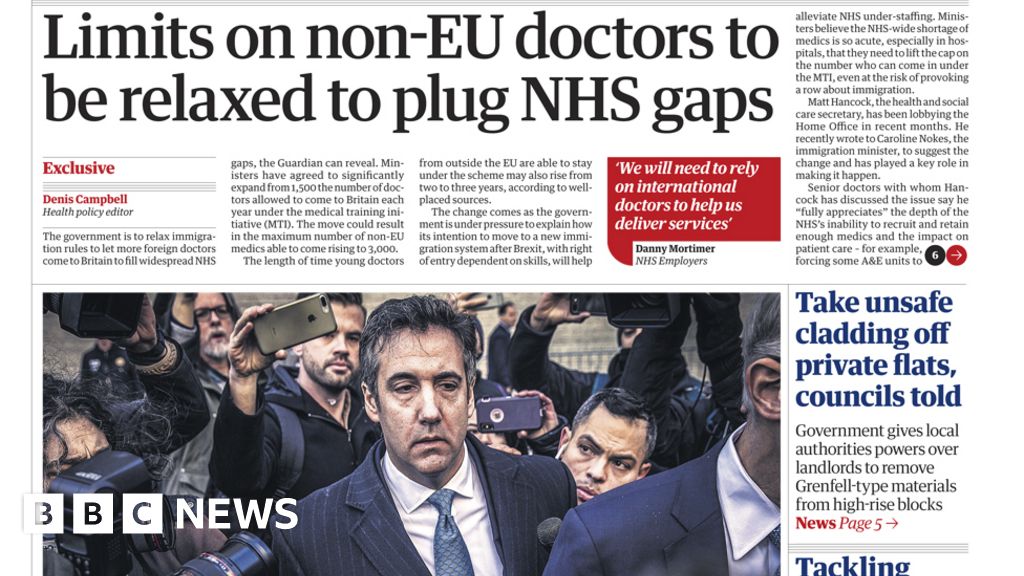 Newspaper headlines: NHS doctors and Tory MPs' festive threat - BBC News