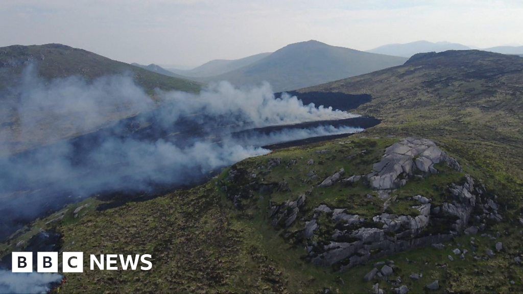 Mourne mountains: Watch drone footage of gorse fire