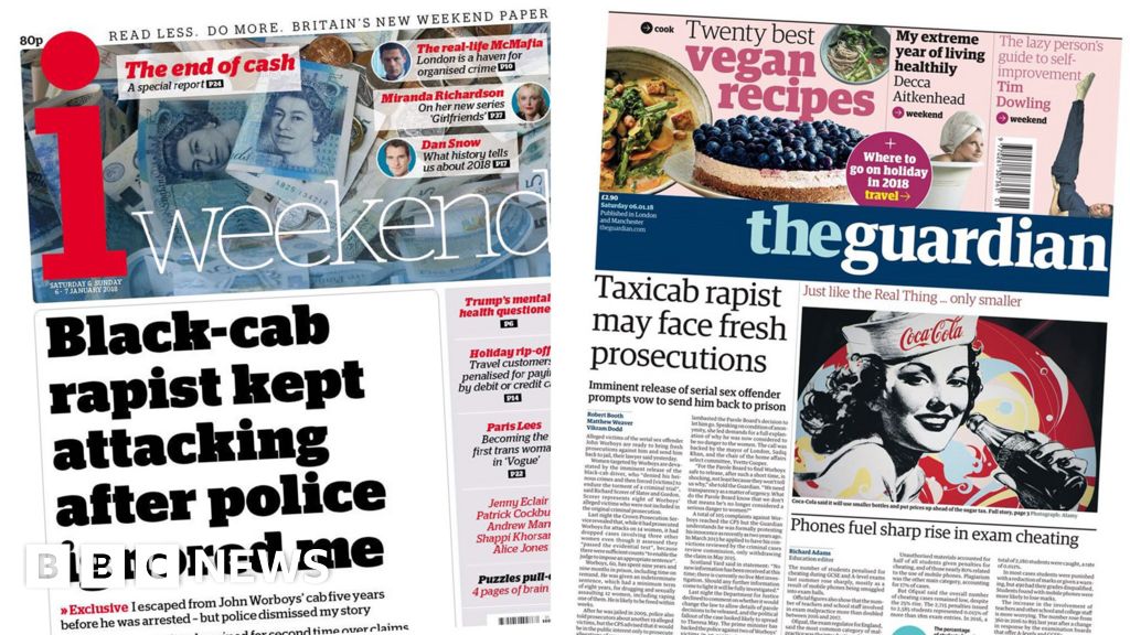 Newspaper headlines: 'Outrage' over black-cab rapist release - BBC News