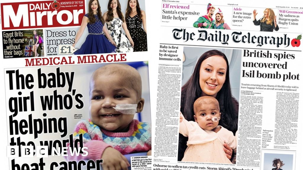 Newspaper headlines: Spy claims and 'designer cells' baby - BBC News