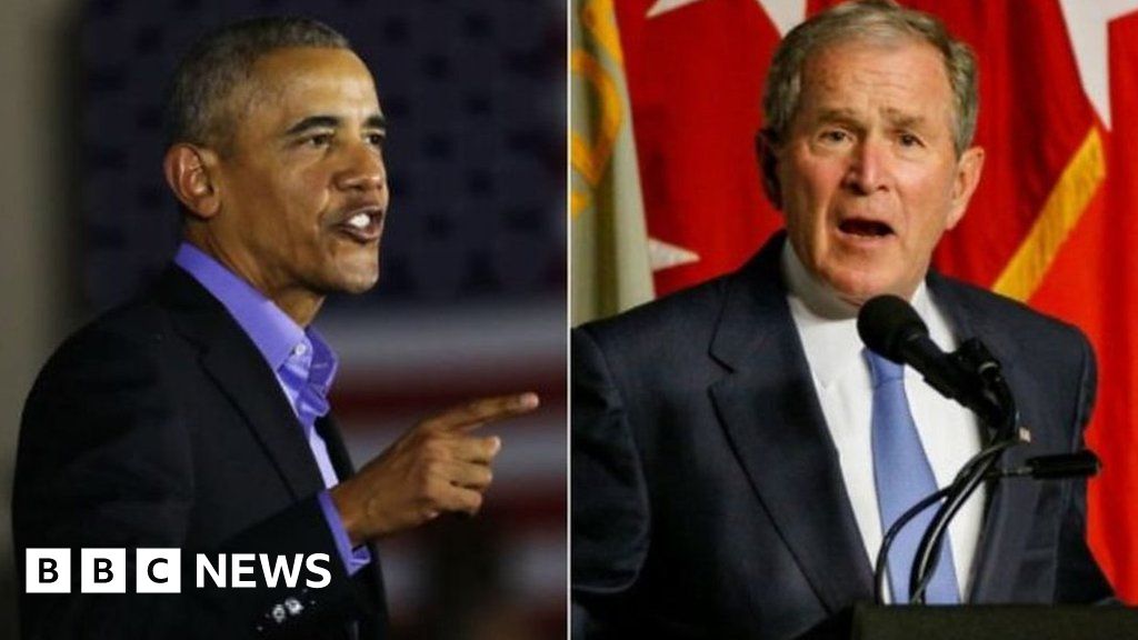 Former Presidents Obama and Bush decry Trump era politics - BBC News