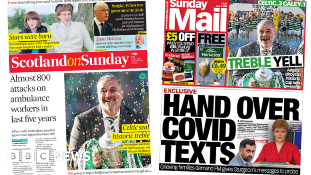 Scotland's papers: 'Hand over Covid texts' and Celtic win the treble