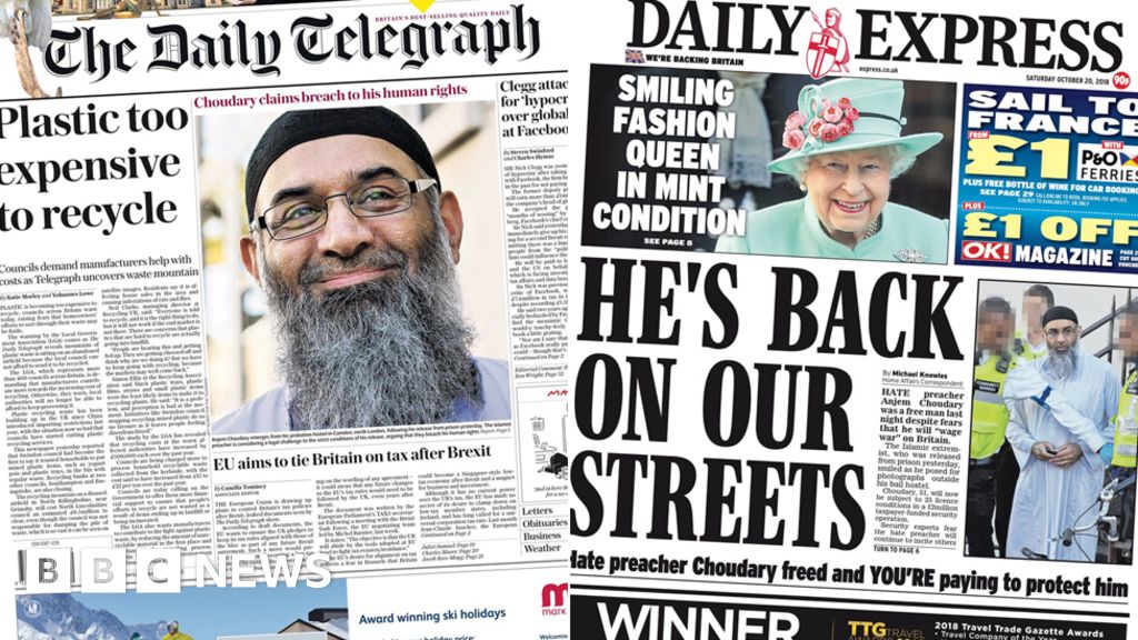 Newspaper headlines: Saudi 'hitman' and Anjem Choudary's release on ...