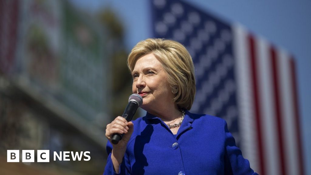 Hillary Clinton 'secures Democratic nomination' - AP - BBC News