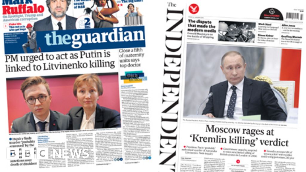 Newspaper headlines: Focus on Litvinenko murder findings - BBC News