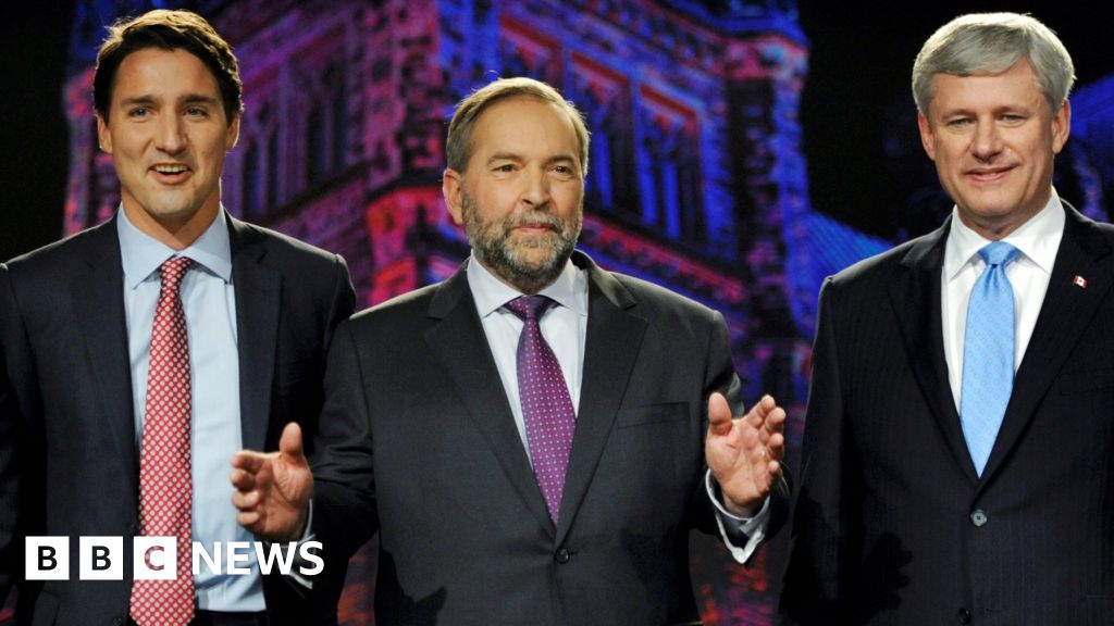 Canadian leaders gone wild in three-way debate battle - BBC News