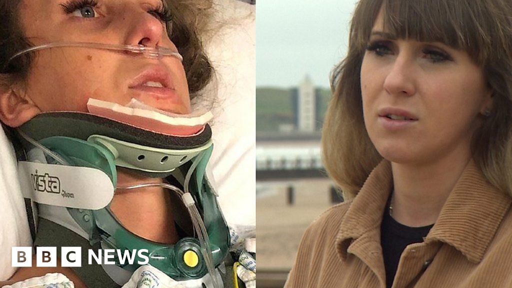 Woman hit by falling sofa 'blessed' to be alive