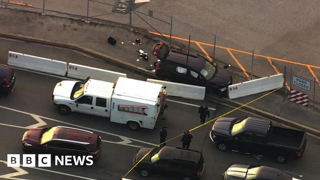 NSA shooting: Several injured as vehicle crashes at gate - BBC News