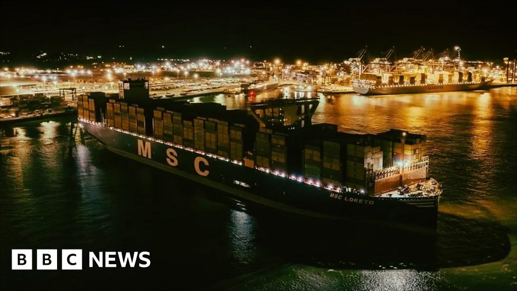 Felixstowe: MSC's 'largest' container ship filmed by drone