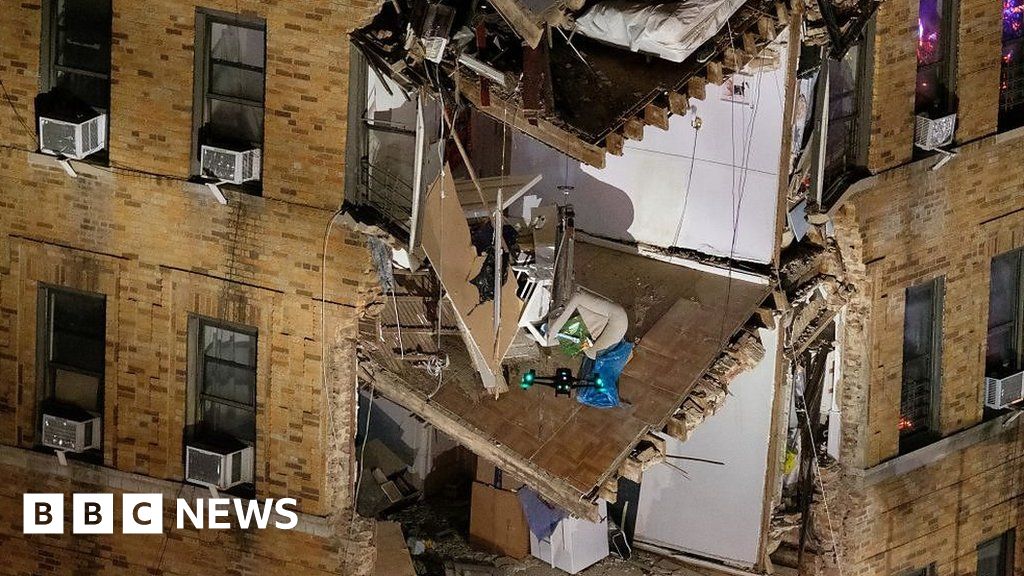 Seven-storey building partially collapses in New York City - BBC News