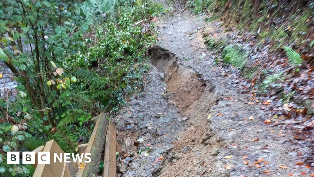 Small landslip causes closure of footpath in Manx glen - BBC News