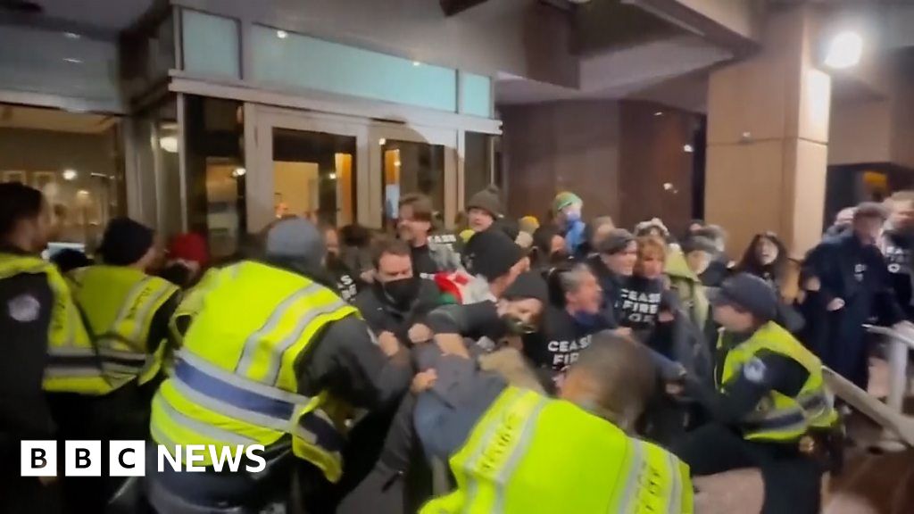 Ceasefire protesters and police clash at DNC headquarters