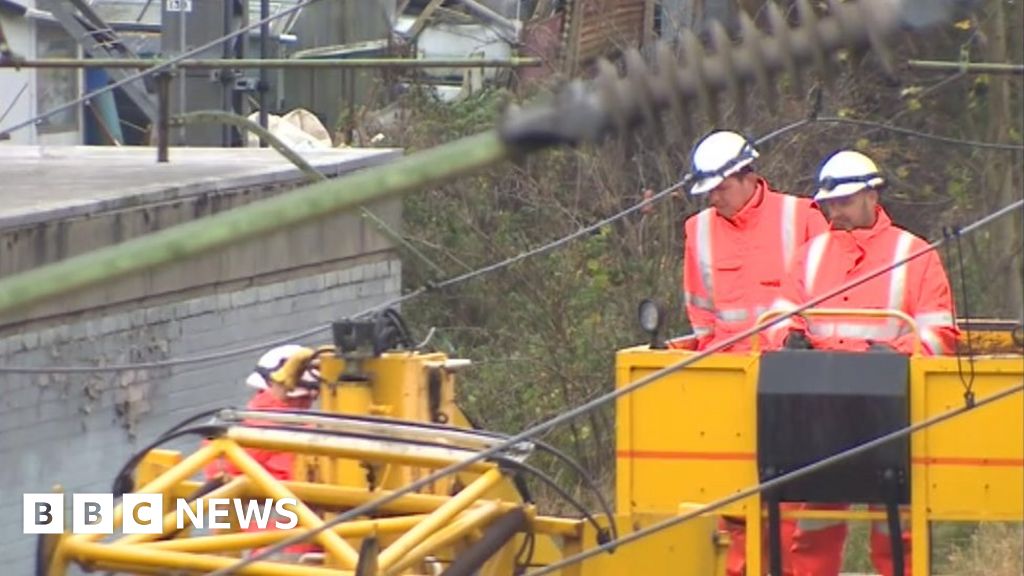 Trees down on rail lines and structures blown down in high winds - BBC News