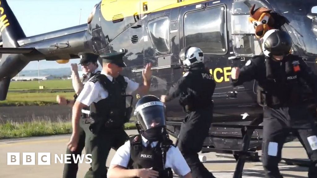 PSNI get groove on for Gardaí's 'running man' challenge - BBC News