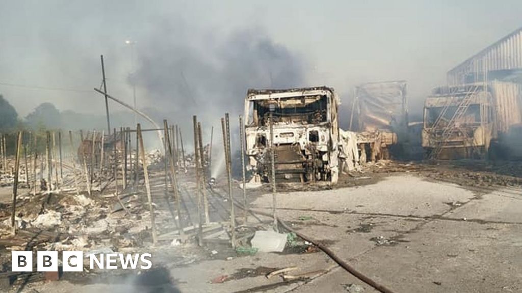 Wellingborough depot blaze: Crews remain at scene