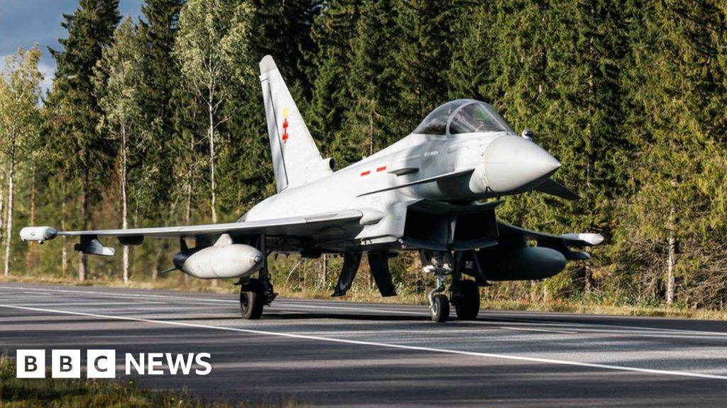 RAF Typhoon fighter jets land on Finnish road in exercise