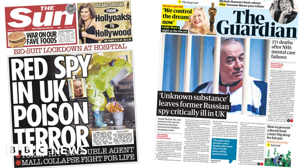 Newspaper headlines: 'Red spy in UK poison terror' - BBC News
