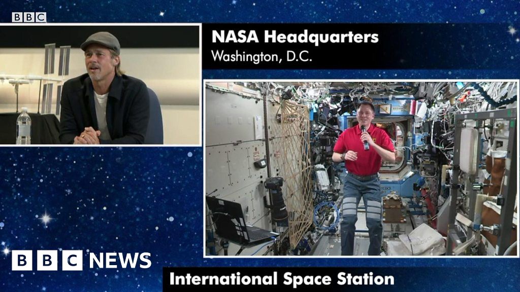Brad Pitt speaks to astronaut from Nasa headquarters