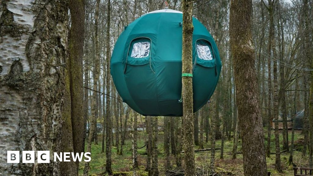 Windermere tree tents take glamping to new heights - BBC News