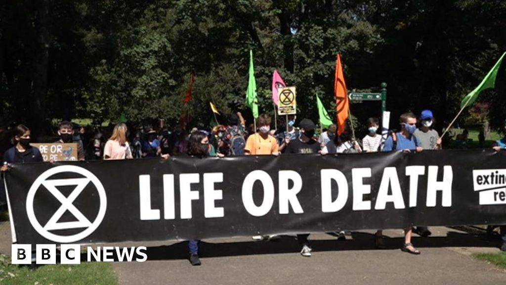 Extinction Rebellion protesters march in Cardiff - BBC News