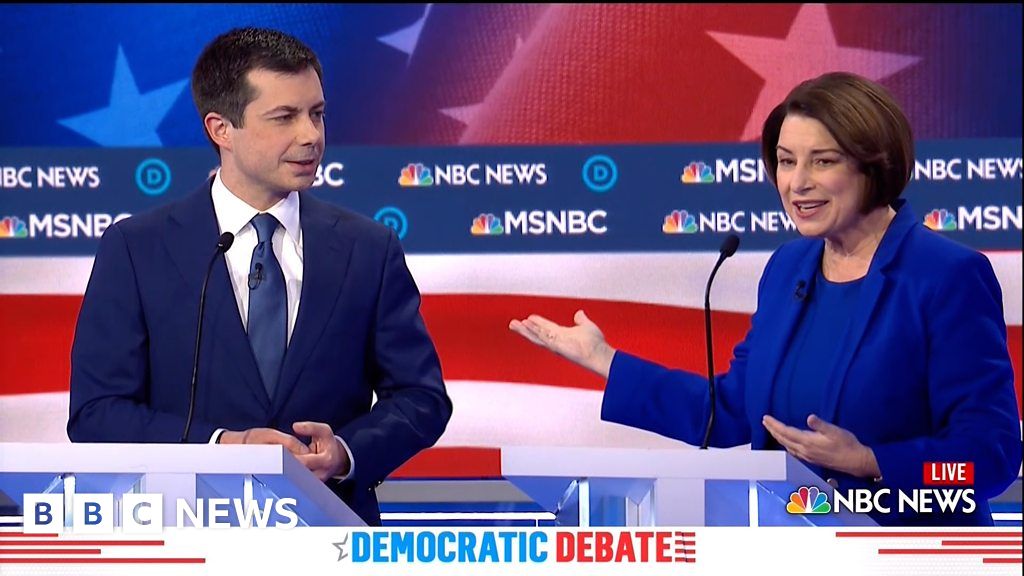 Klobuchar and Buttigieg clash during the Nevada debate - BBC News