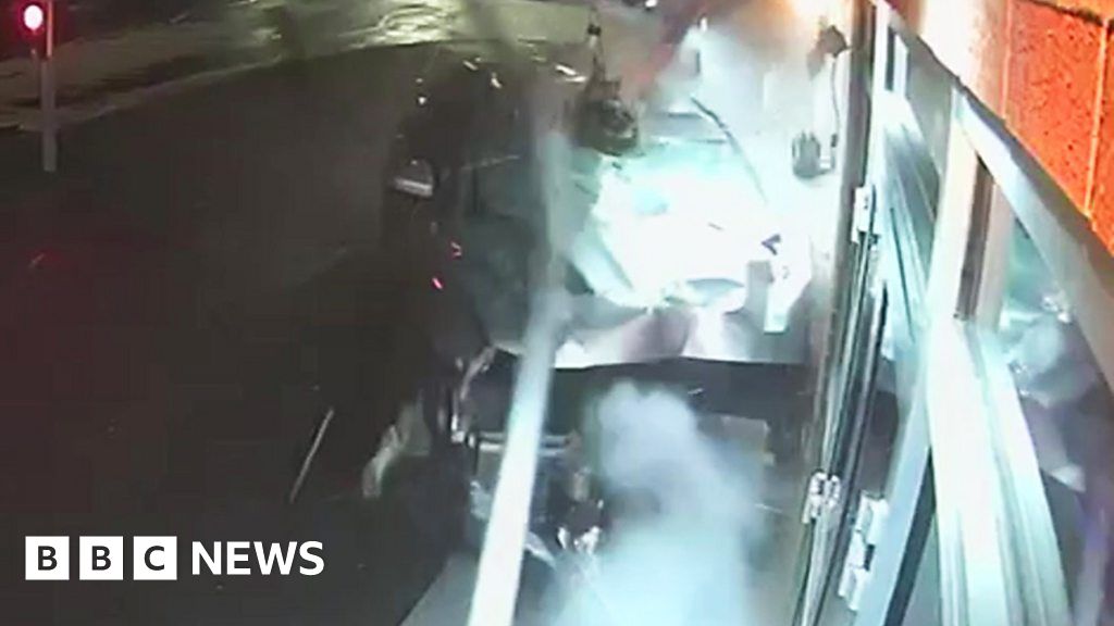 CCTV shows moment car crashes into Warrington restaurant window