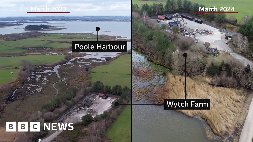 Poole Harbour oil spill: Wytch Farm oil leak anniversary drone video ...