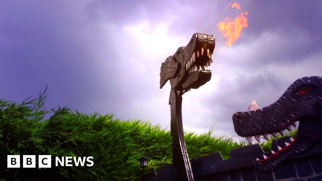 Man creates 'fire-breathing' dragons for his garden