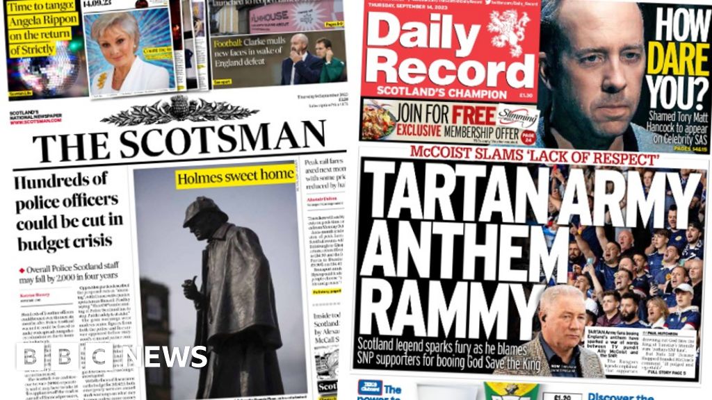 Scotland's papers: Police cuts and England match national anthem row ...