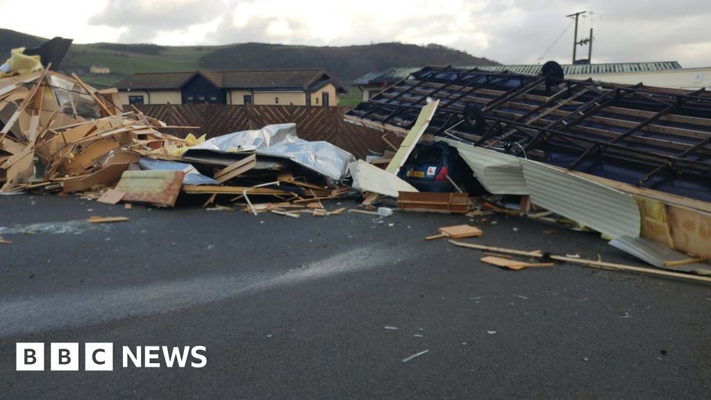 Aberystwyth storm: Caravans 'hurtled' towards park boss - BBC News