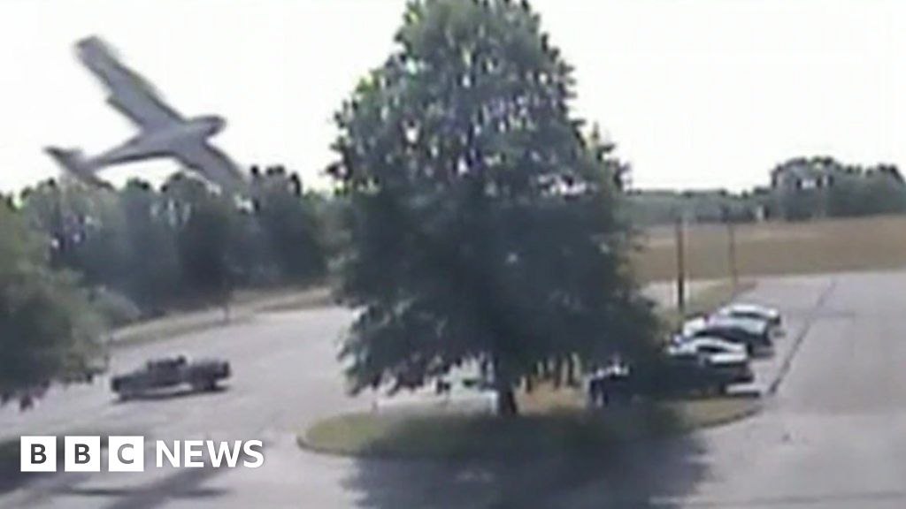 Plane crash: Pilot walks away after aircraft hits tree - BBC News
