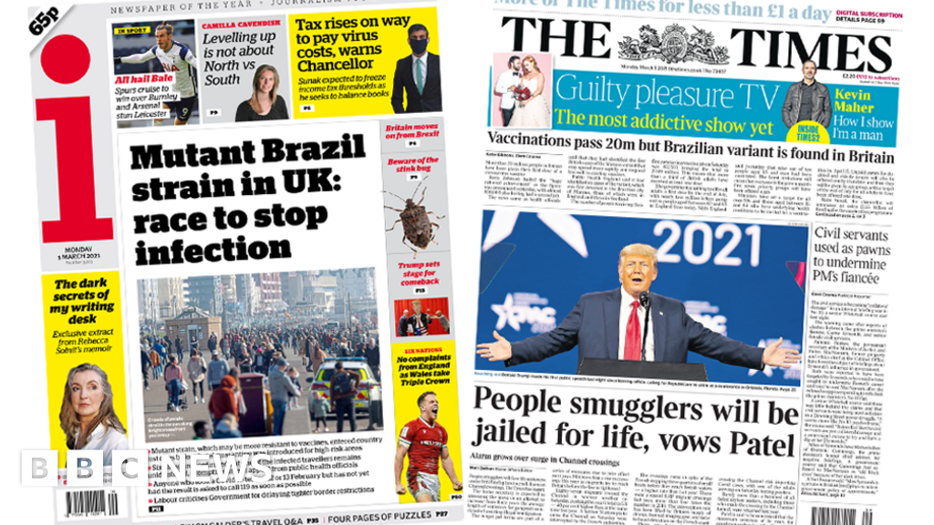 Newspaper headlines: 'Race to stop Brazil variant' and jabs pass 20m ...