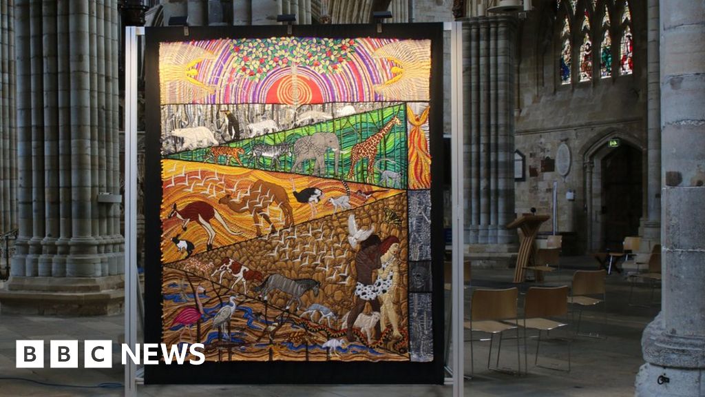 Exeter Cathedral houses textile Creation display - BBC News