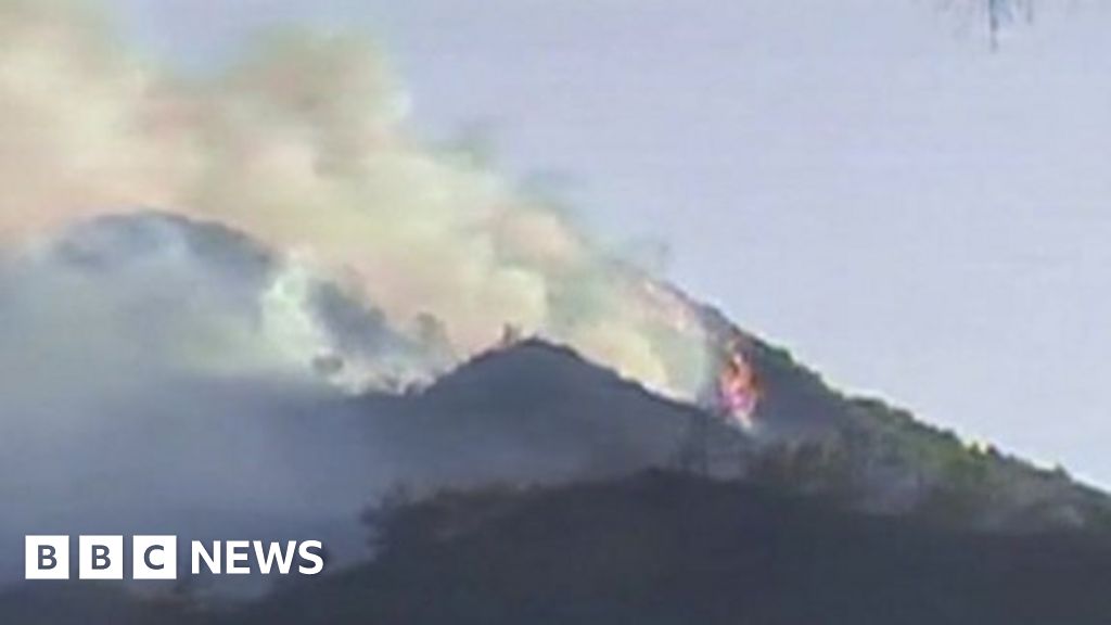 Watch: Wildfire rages as Cyprus seeks help from EU and Israel - BBC News