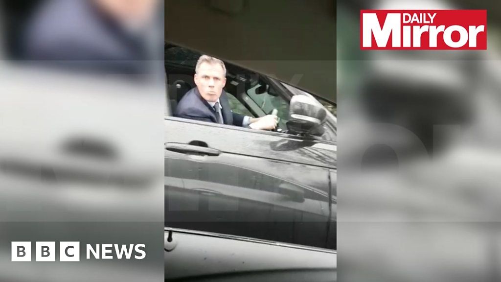 Jamie Carragher caught on camera 'spitting' from his car - BBC News