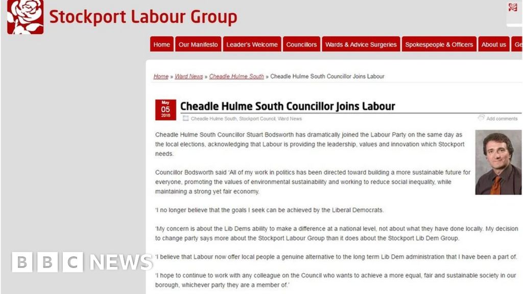 Stockport defection row councillor rejects resignation calls - BBC News